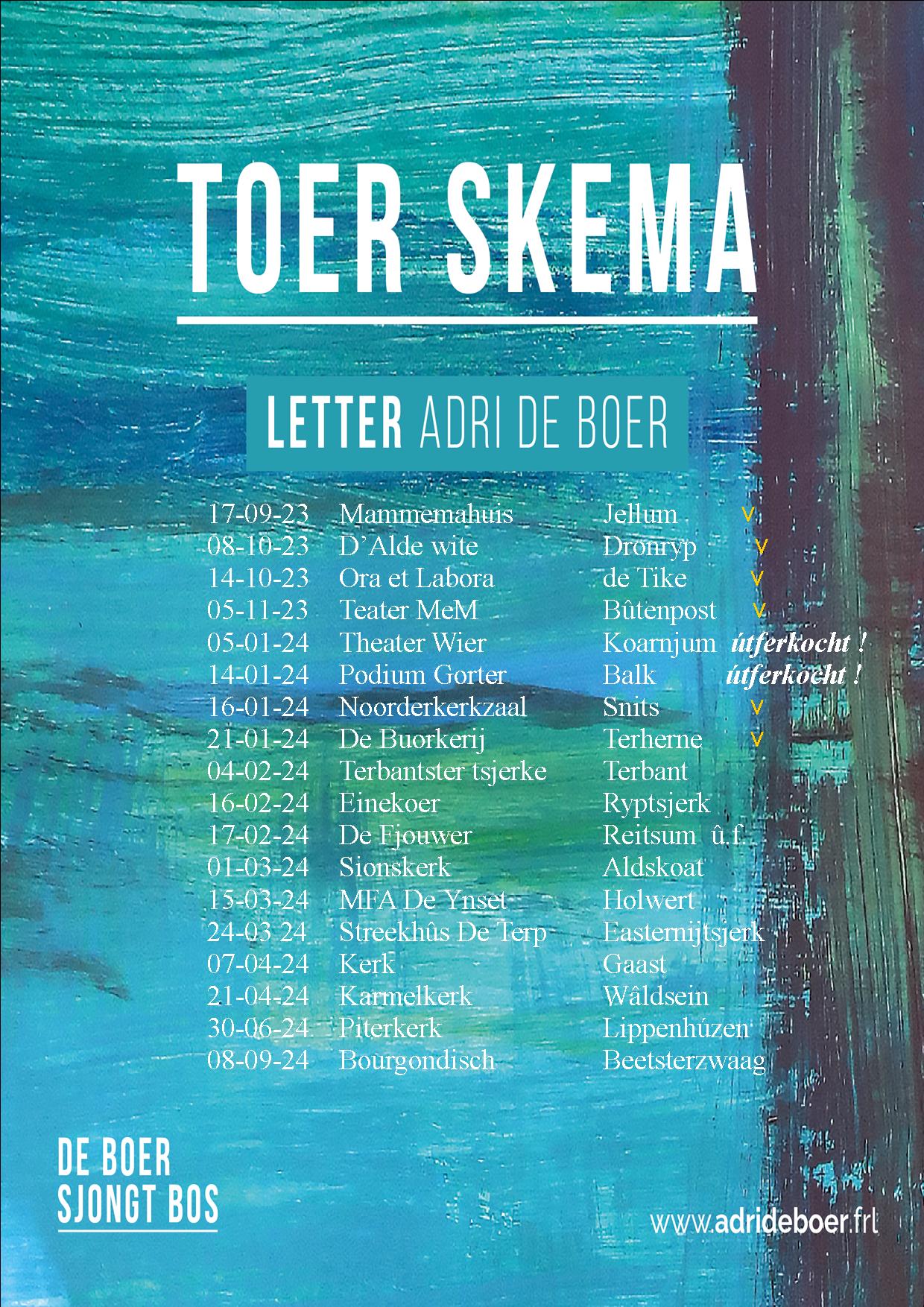 Toerskema 2024 - Adri de Boer - Trûbadoer